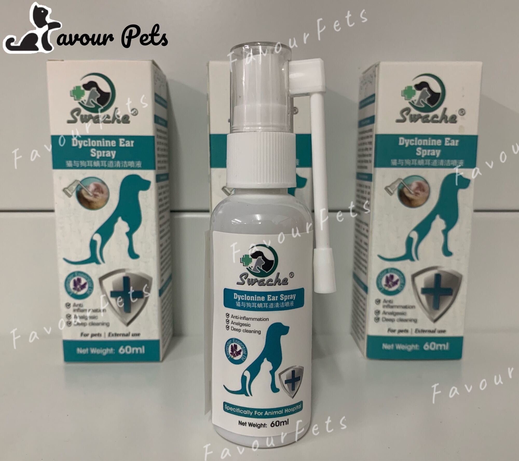 SWACHE DYCLONINE EAR SPRAY / EAR MITE TREATMENT SPRAY / 60ML / FOR CAT ...
