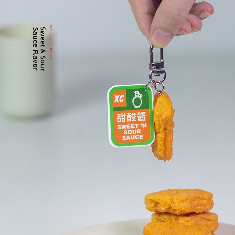 Creative Keychain McDonald's Chicken Nuggets Realistic Food Bag Pendant ...