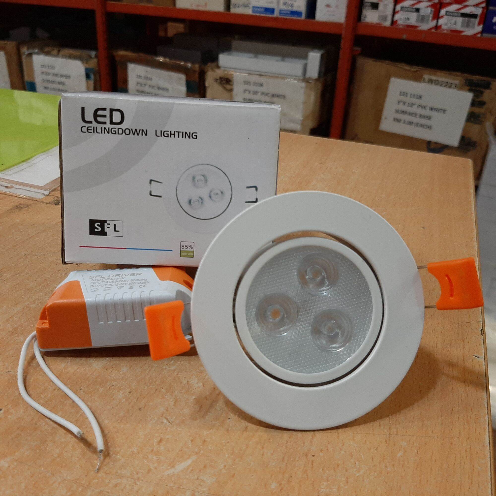 (1 Year Warranty) SFL 3W LED eyeball ceiling Downlight white steel ...