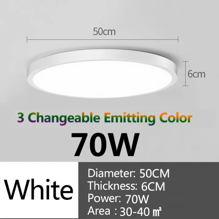 CANMEIJIA Led Ceiling Lights Round/Square 3 Colors Change Ceiling Lamp ...
