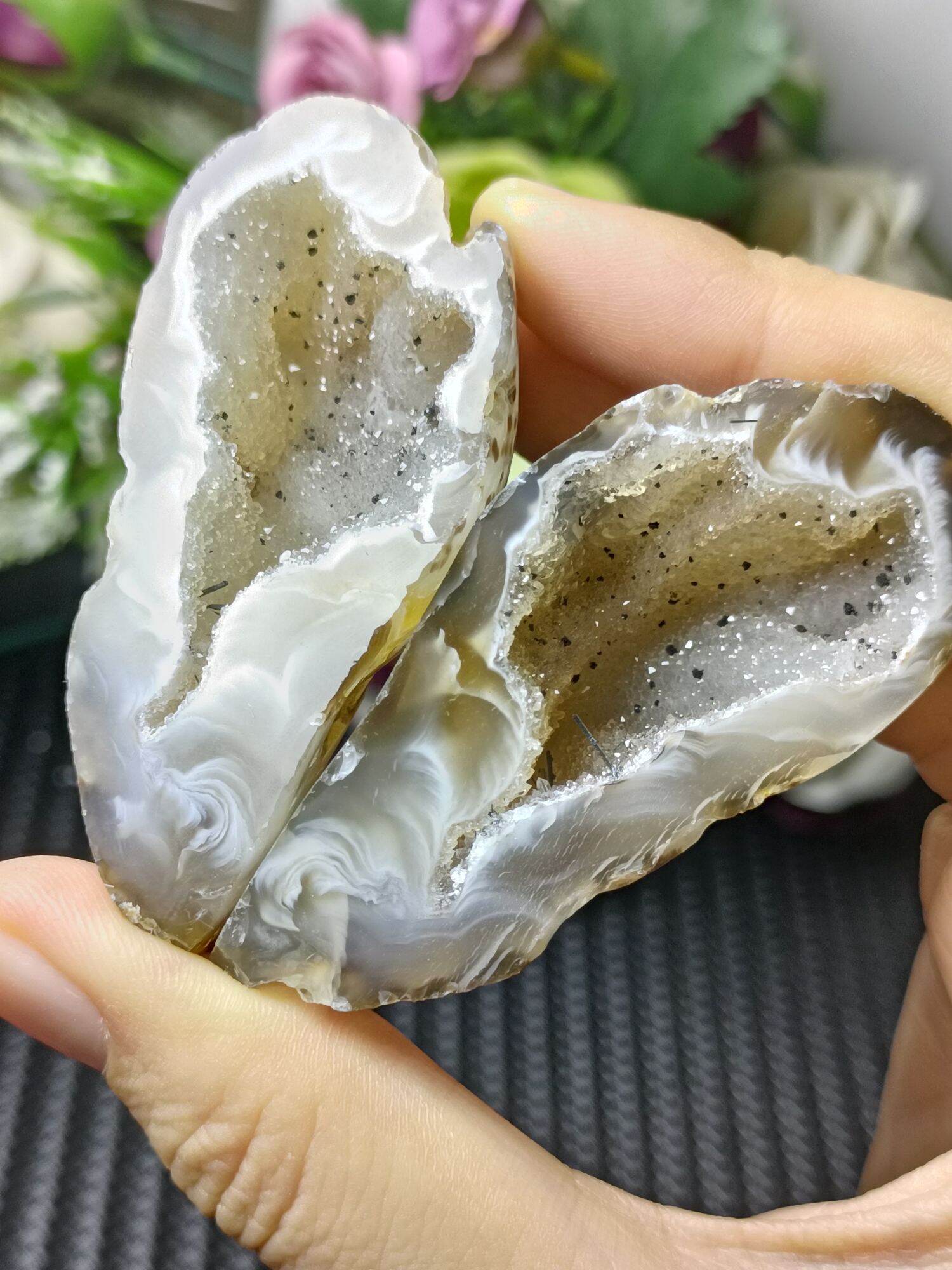 Grade 7A Shiny Treasure Agate Bowl /Mini Agate Geodes 7A精品级 超闪 ...