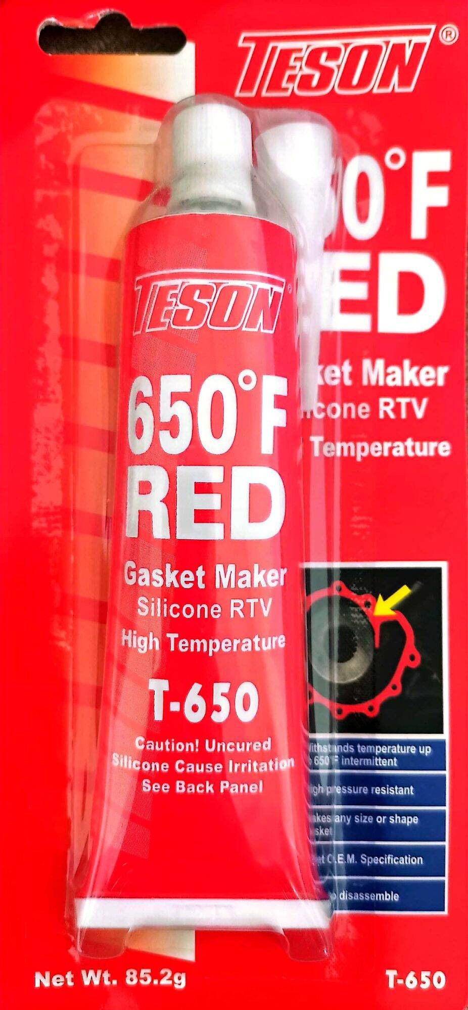 TESON 650°F RED GASKET MAKER SILICONE RTV HIGH Temperature T-650 (85.2g ...