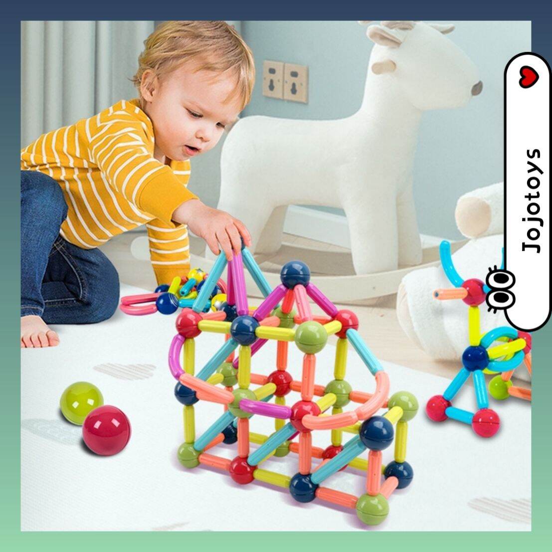 42pcsKids Magnetic Stick Balls Building Toy Blocks 3D Geometry Learning ...