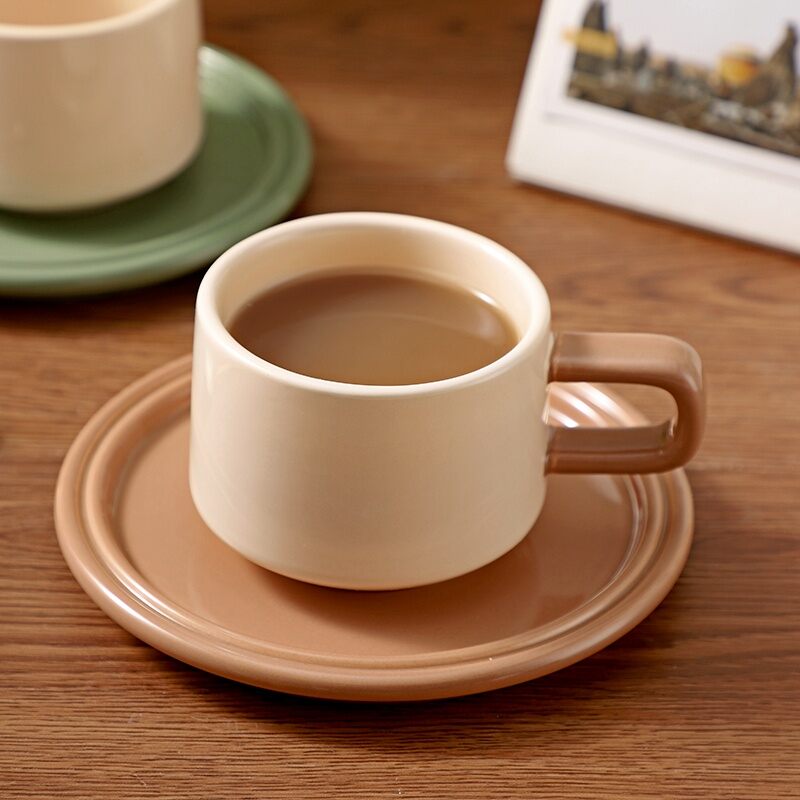 ONEISALL Ceramic Coffee Mug High-end Coffee Cup and Saucer Set Latte ...