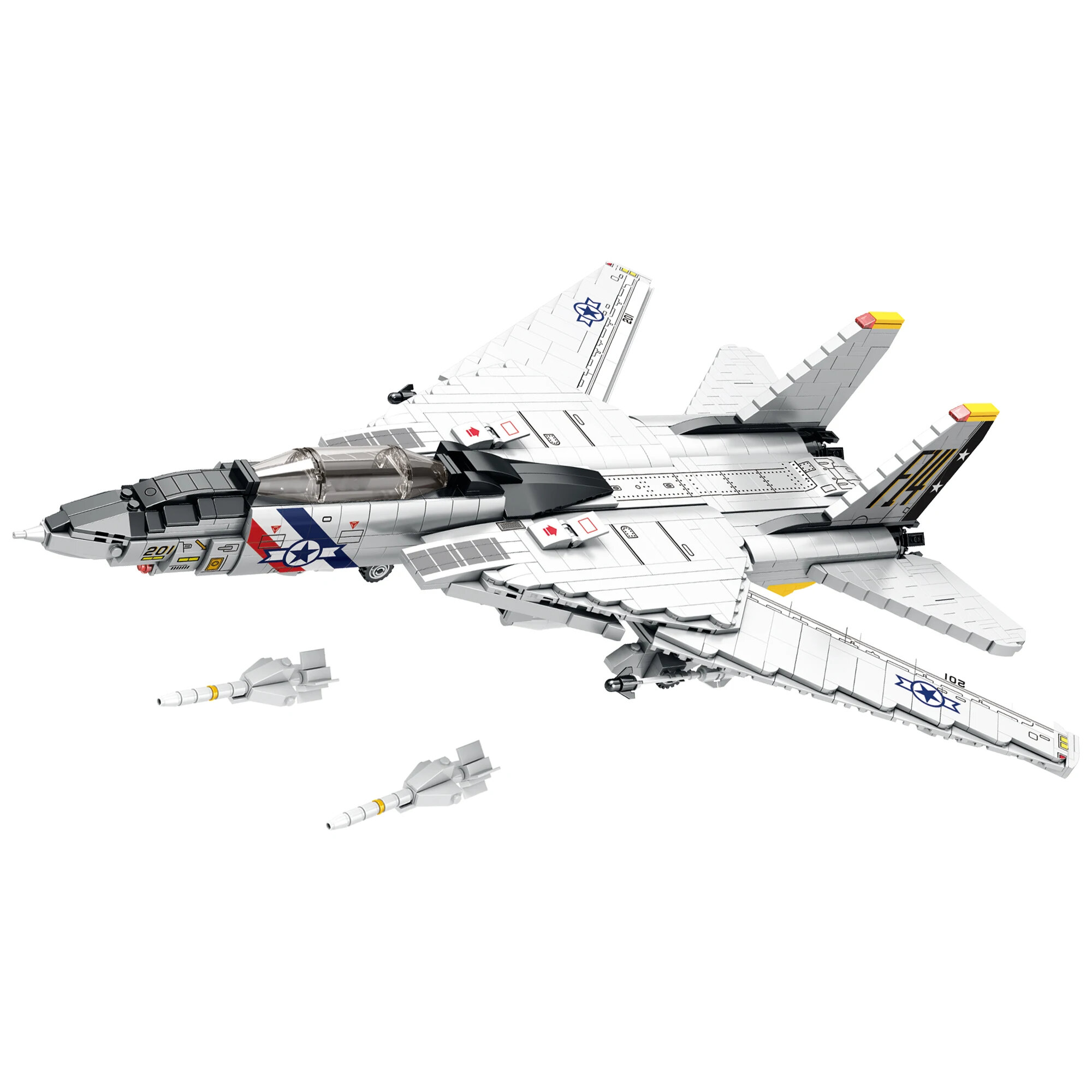 1443PCS Military Tomcat F14 Fighter Aircraft Building Blocks MOC ...
