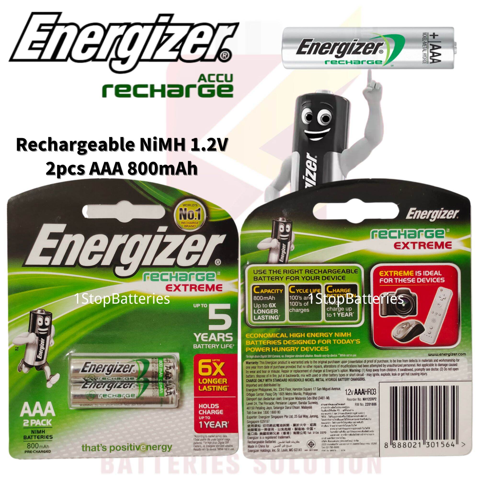 Energizer Extreme AA 2300mAh, AAA 800mAh 1.2V NI-MH Rechargeable ...