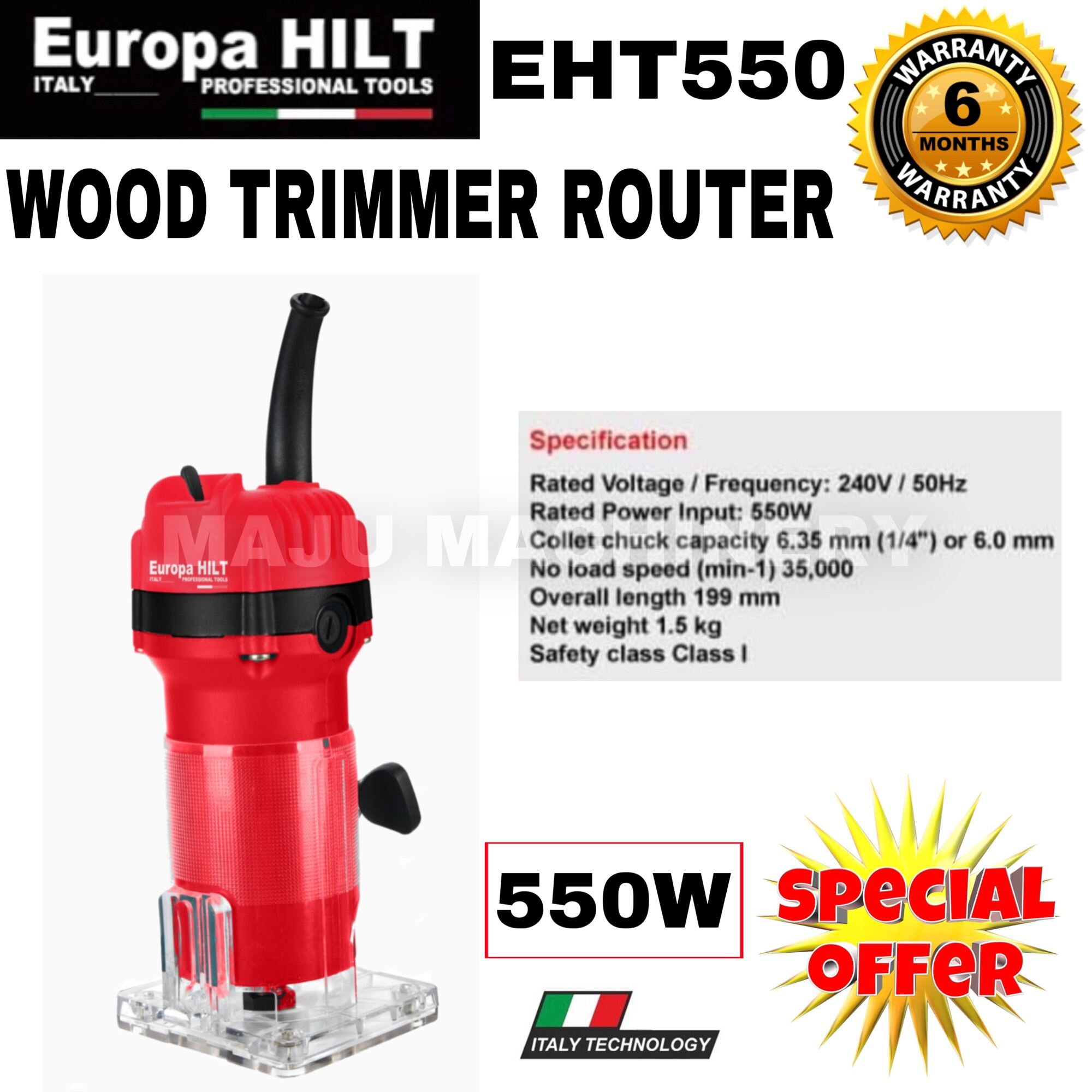 EUROPA HILT EHT550 WOOD TRIMMER-ROUTER 550W | Lazada