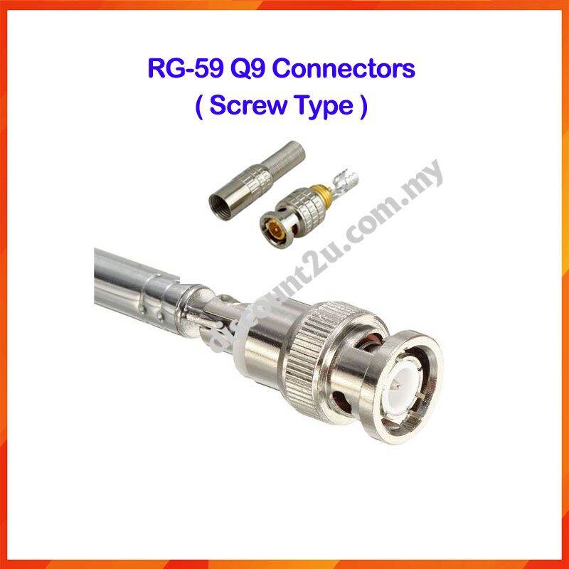 BNC RG59 Q10 Coaxial Twist Screwless Connectors Plugs For CCTV Camera ...