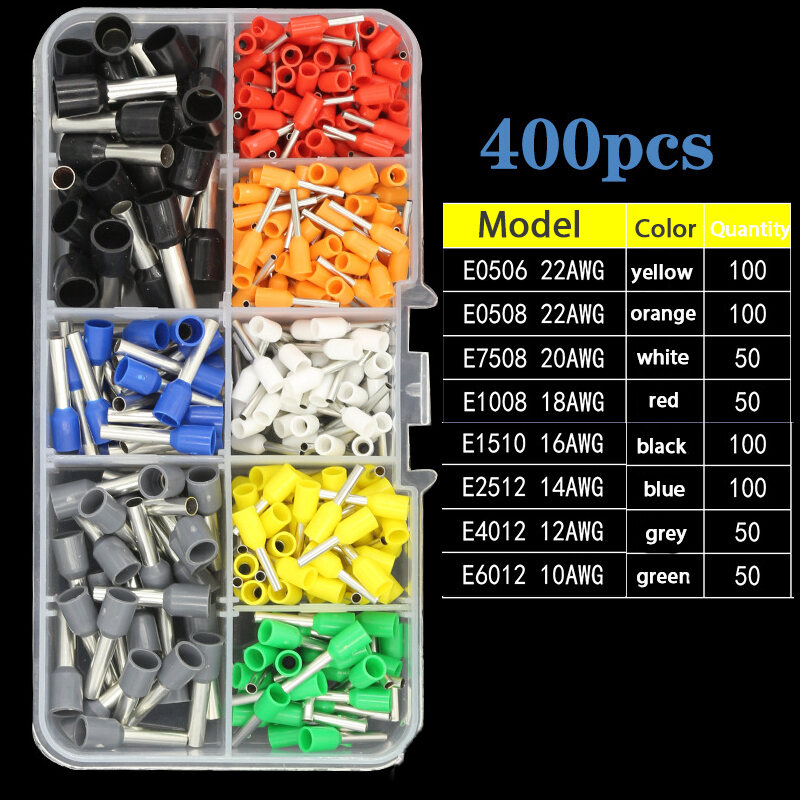 1200PCS Insulated Ferrules Terminal Block E0508 E7508 Cord End Wire ...