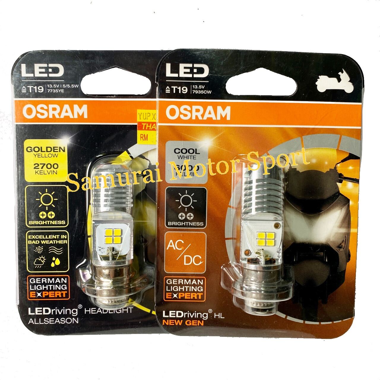 Mentol Depan Led Putih & Kuning Osram T19 Untuk Semua Jenis Motor Model T19(Ac/Dc) 100% Original ...