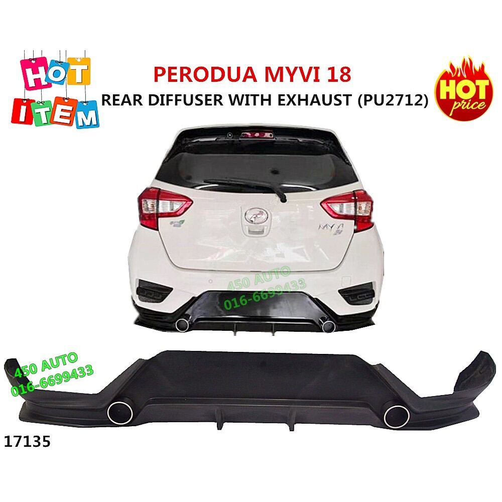MYVI 18 REAR DIFFUSER LIP SKIRT +EXHAUST TAIL PIPE MYVI BARU GEN3 2018 ...