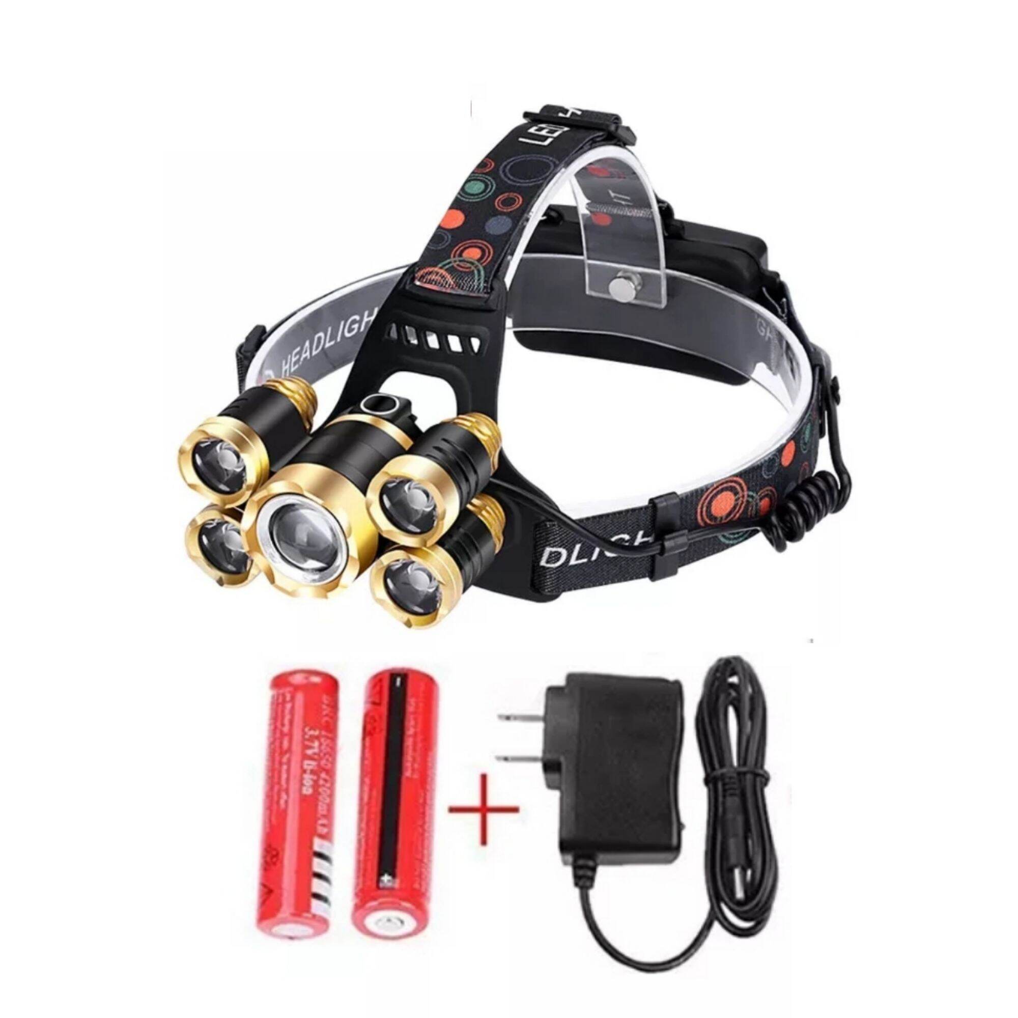 5 LED Super Bright Headlight Rechargeable Zoomable Torchlight Head Lamp ...