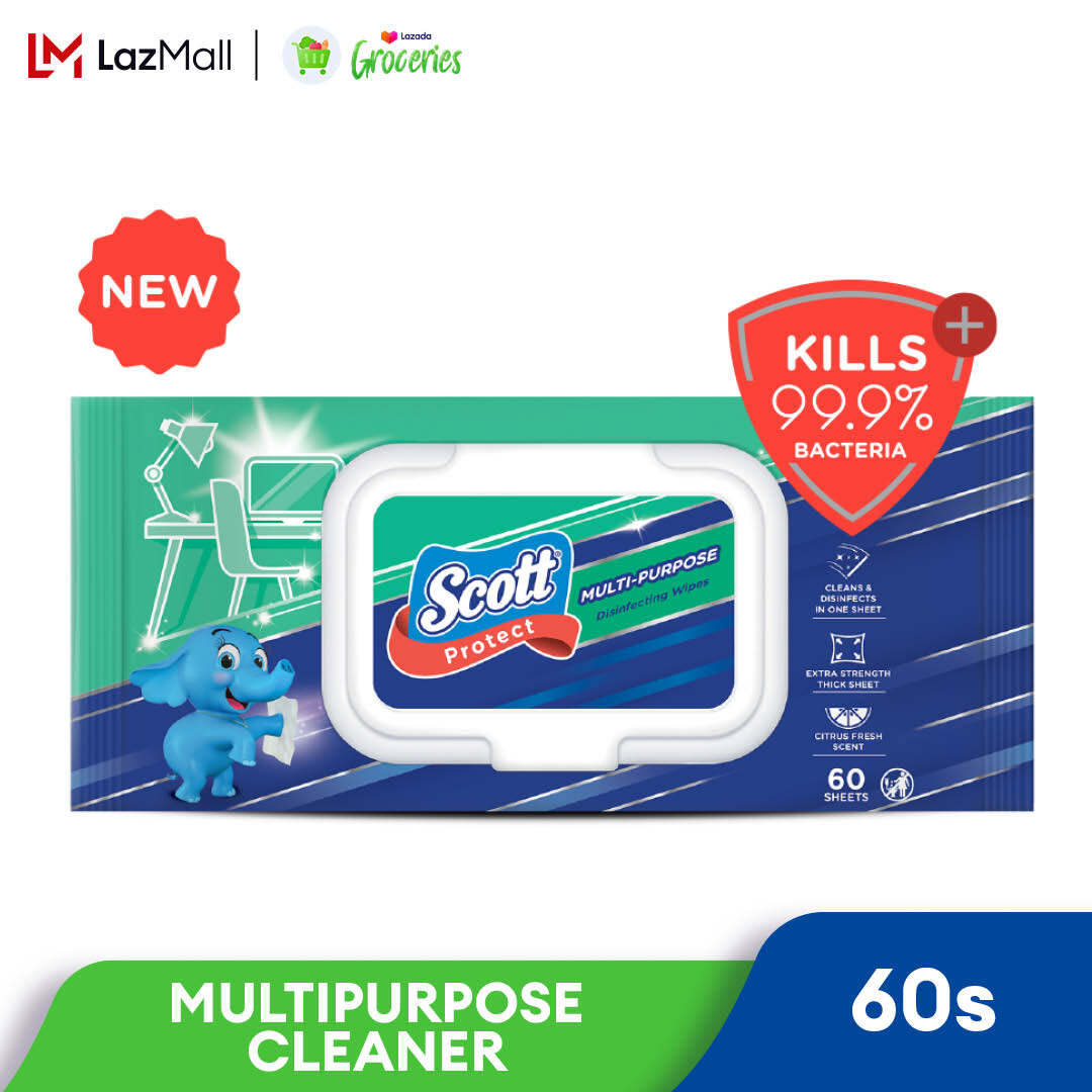 Scott Protect Multipurpose Antibacterial Wipes 60 sheets | Lazada
