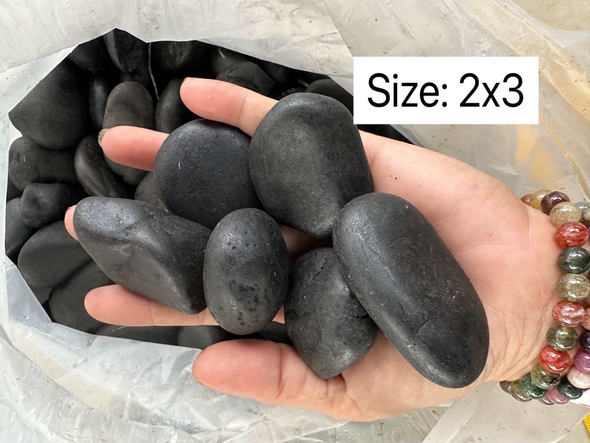 5KG Black Polished Pebble Stone Batu Hitam berkilat Gardening Landscape ...