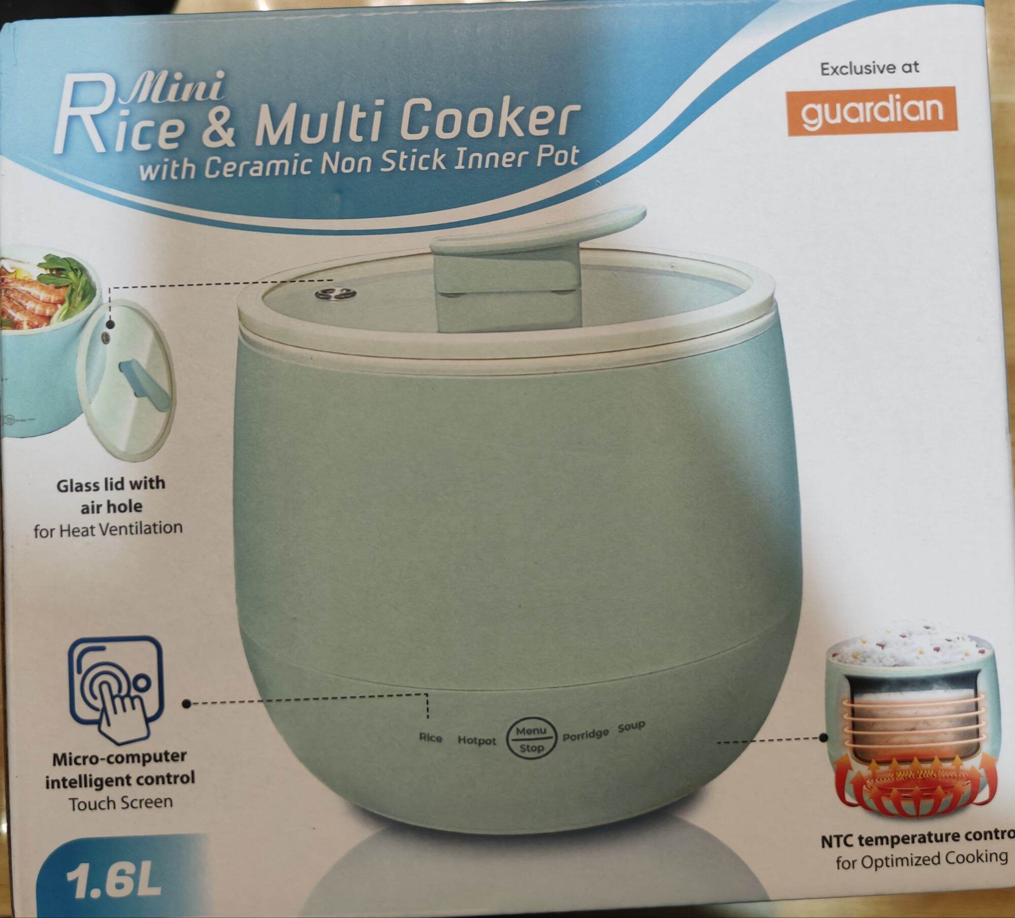 1.6L MINI RICE COOKER MULTI COOKER WITH CERAMIC NON STICK INNER POT ...