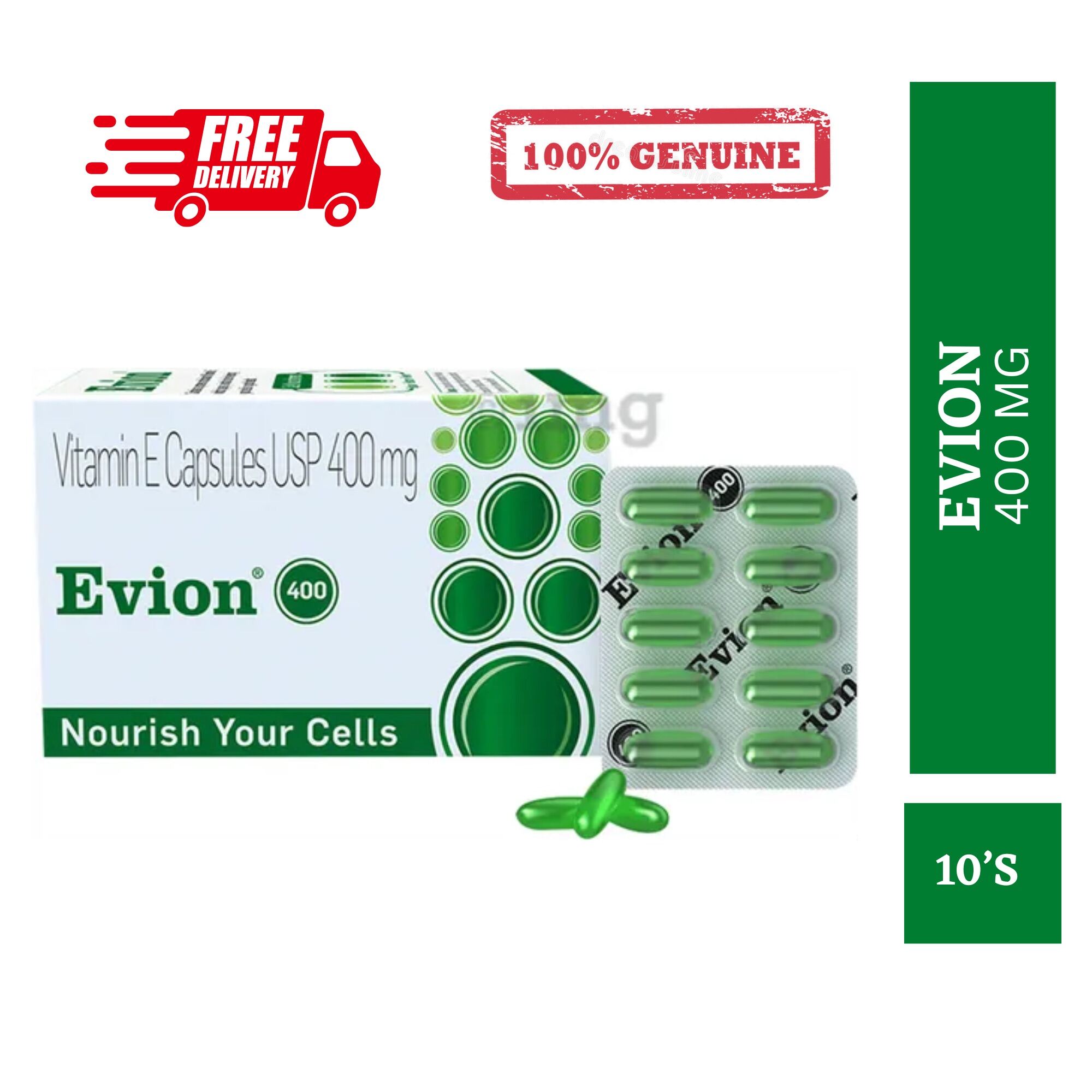 Evion Vitamin E 400mg 1 Strip (10 Capsules) | Lazada