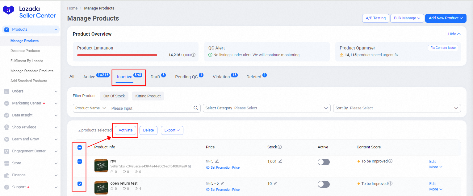 Product Management Page - Basic Functions| Lazada Seller Center