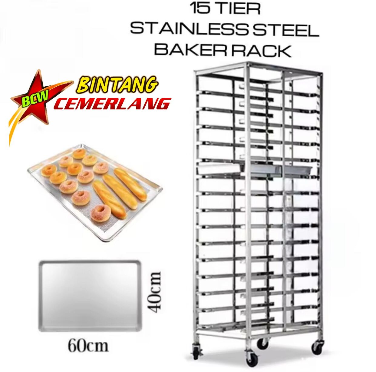 BCW 15 TIER STAINLESS STEEL COOLING RACK BAKER RACK CAKE RAKE FOR ...