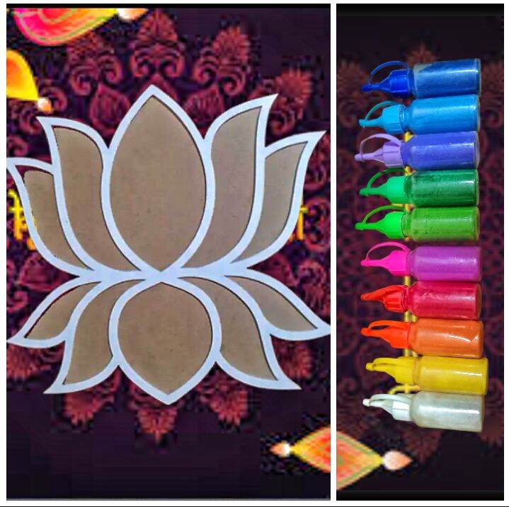 LOTUS SHAPE MDF BOARD RANGOLI (30CM) | Lazada