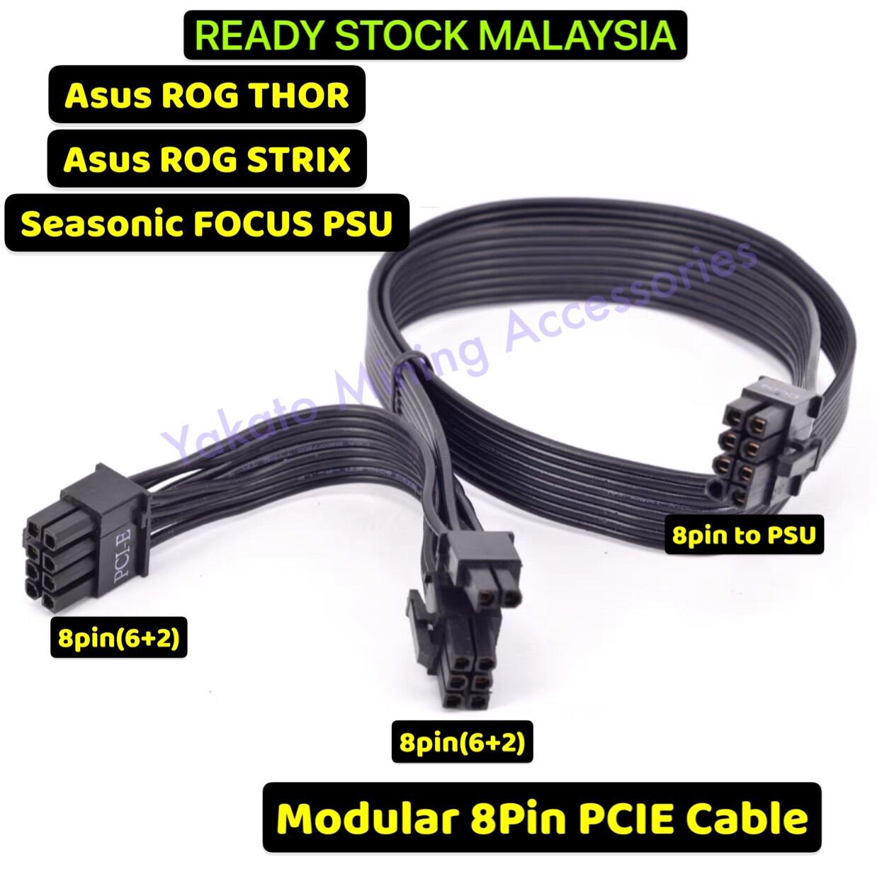 Asus Rog Seasonic Focus NZXT Modular PSU Cable 8 pin To Dual 8pin Pcie ...