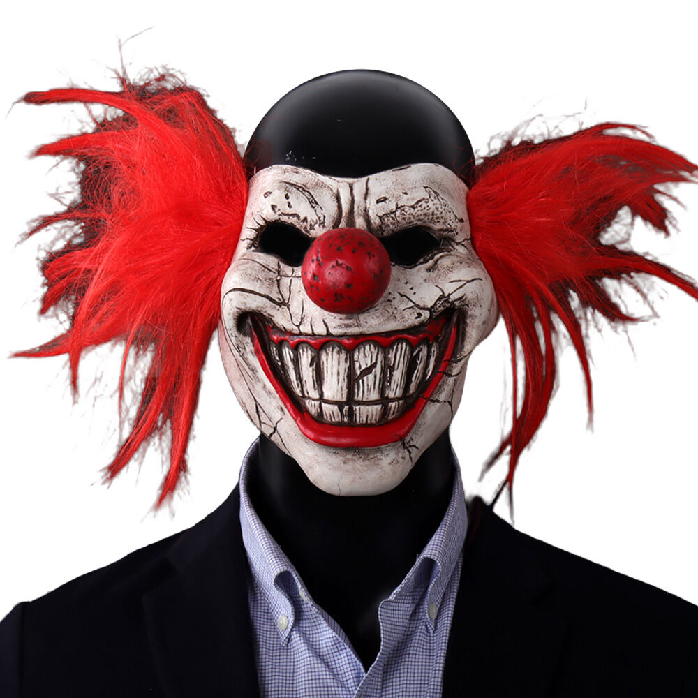 Horror Twisted Metal Sweet Tooth Joker Mask Cosplay Bloody Half Face ...