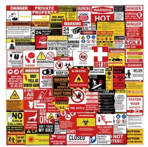 75 New Warning Safety Stickers Warning Signs PVC Stickers | Lazada