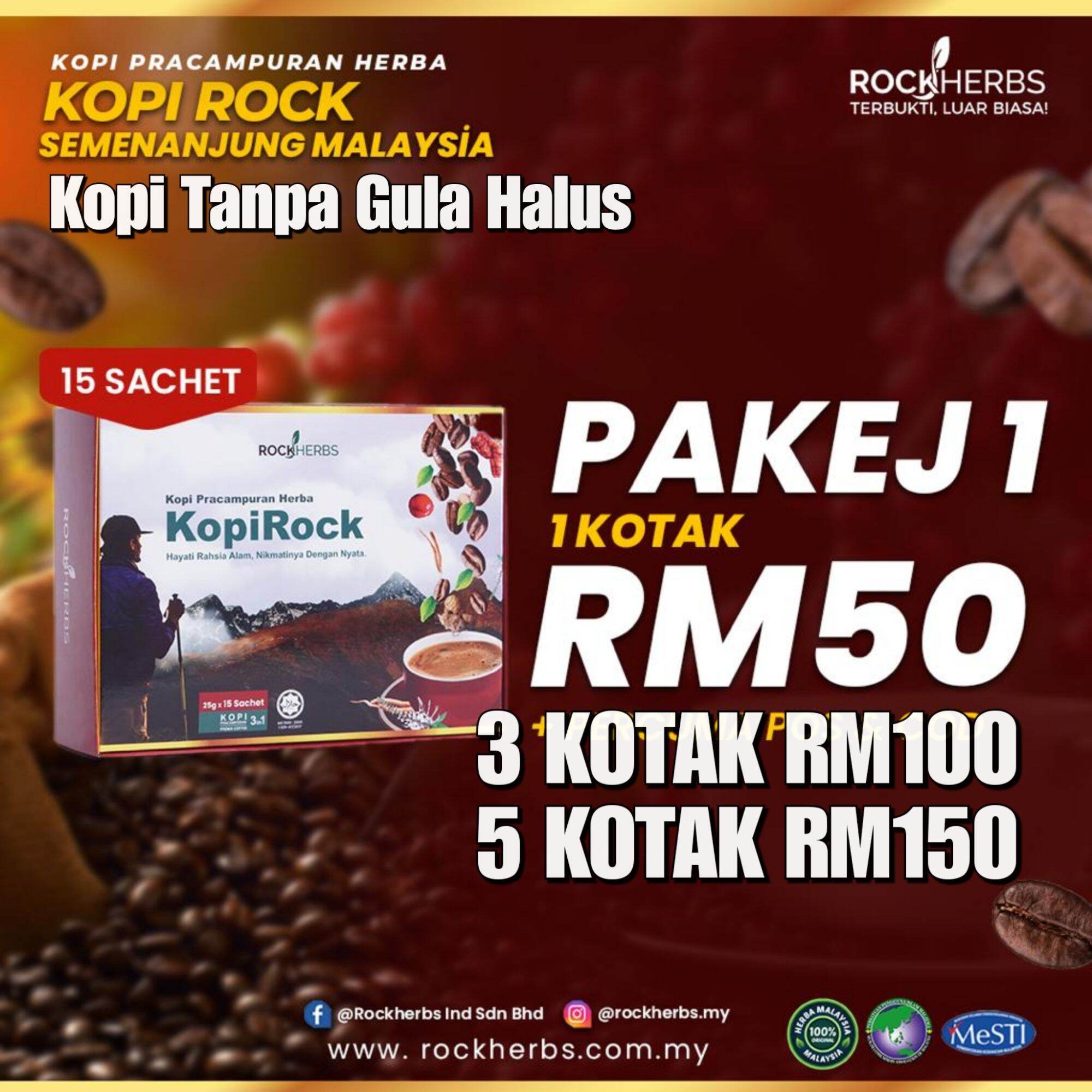 Kopi Rock Original HQ Tanpa Gula Halus | Lazada