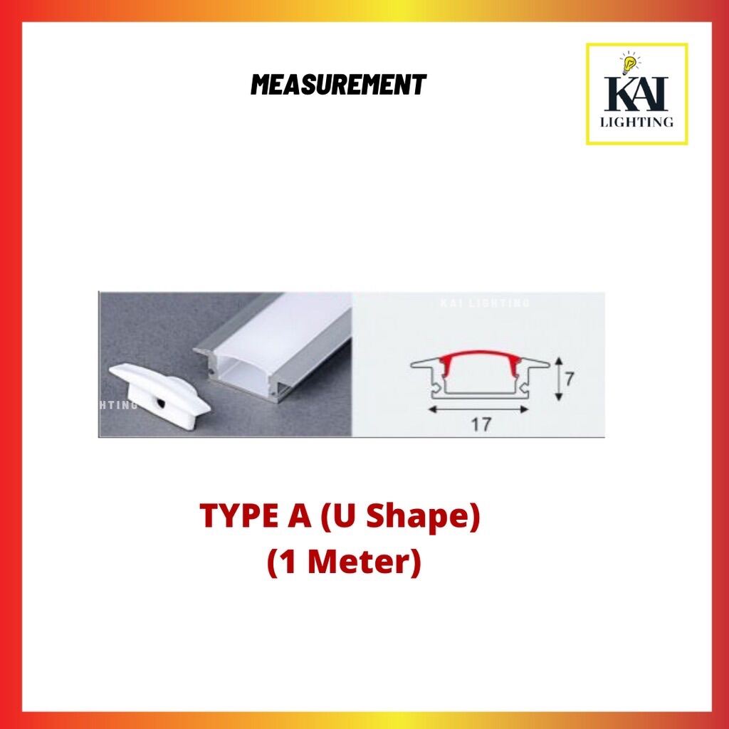 (1 METER) LED strip light aluminium U channel / profile track rail ...