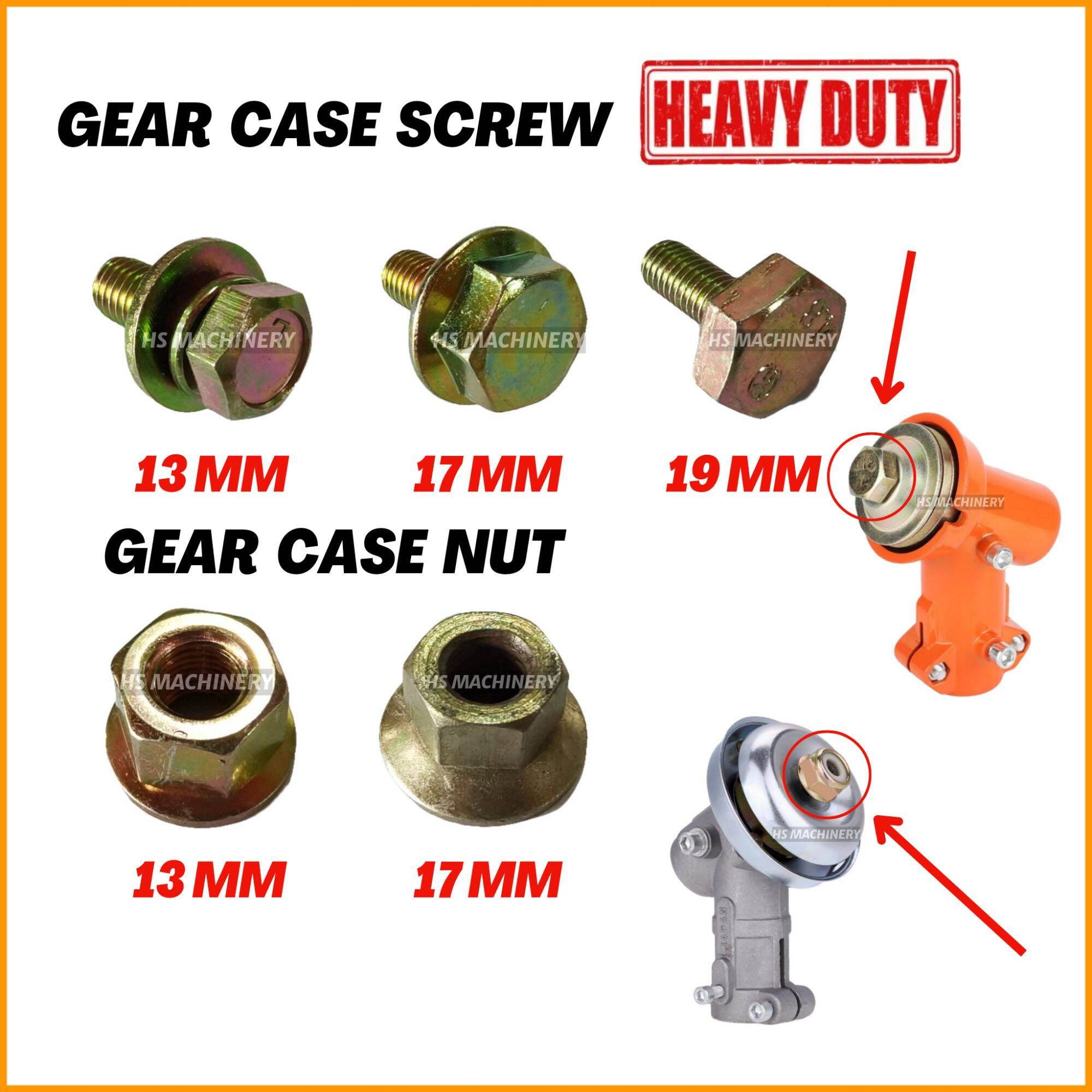 Heavy Duty 13MM 17MM 19MM Cutter Screw Gear Case Brush Cutter Skru Mata ...