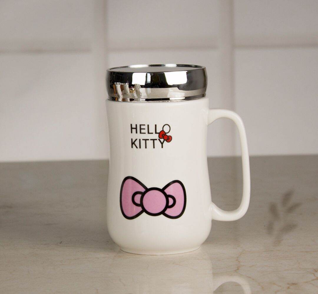 Hello Kitty Drinking Cup Ceramic Mug with Lid Ceramic Cup with Lid | Lazada