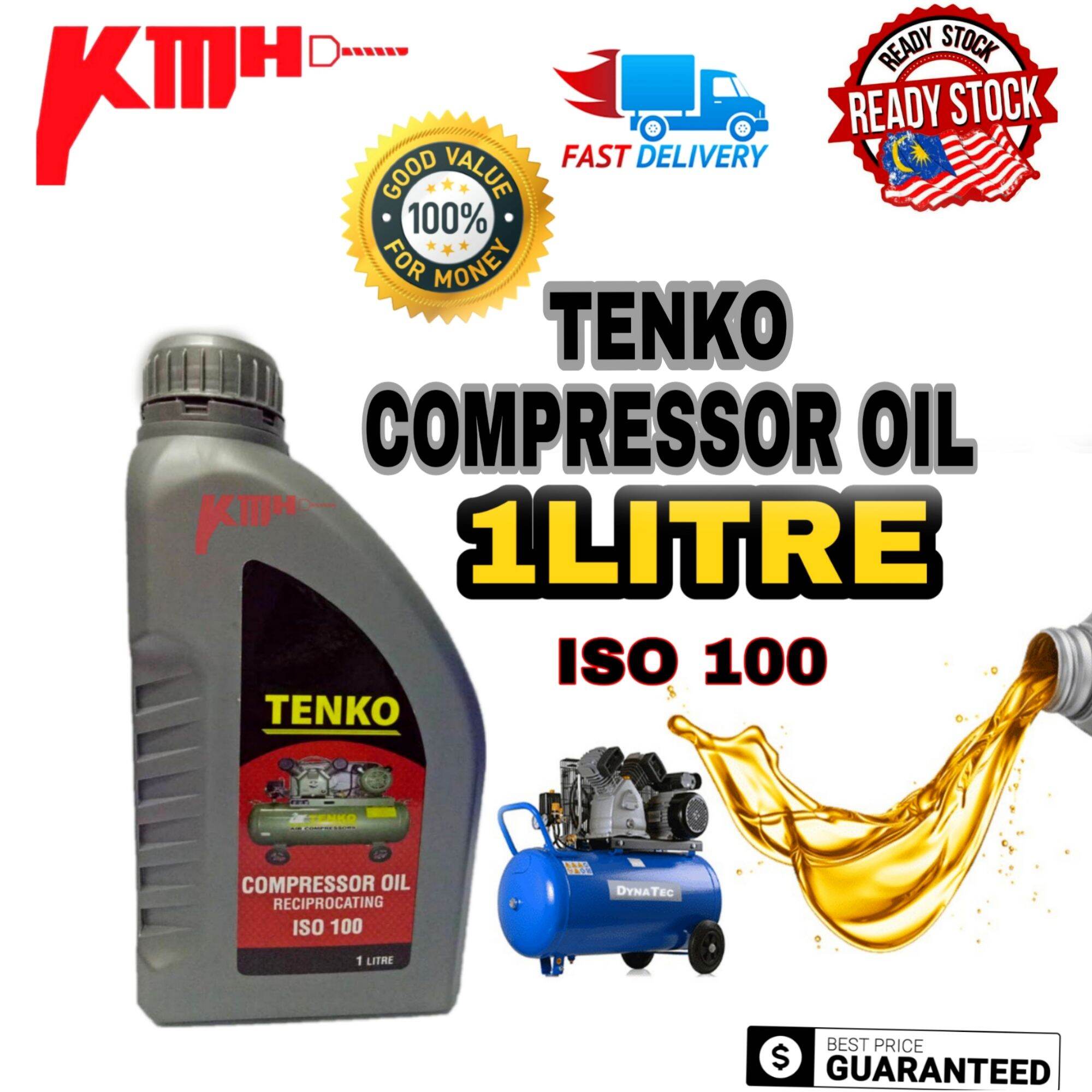 TENKO 1L Air Compressor Oil ISO 100 1litre MINYAK COMPRESSOR PROTABLE ...