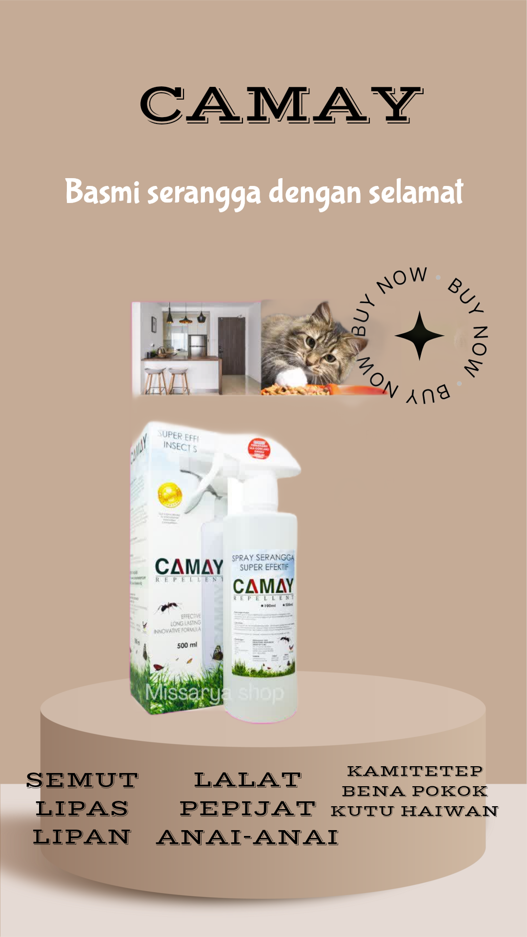 Camay Spray Insect Repellent Semut Lipas Pepijat Lalat Pijat Kamitetep ...