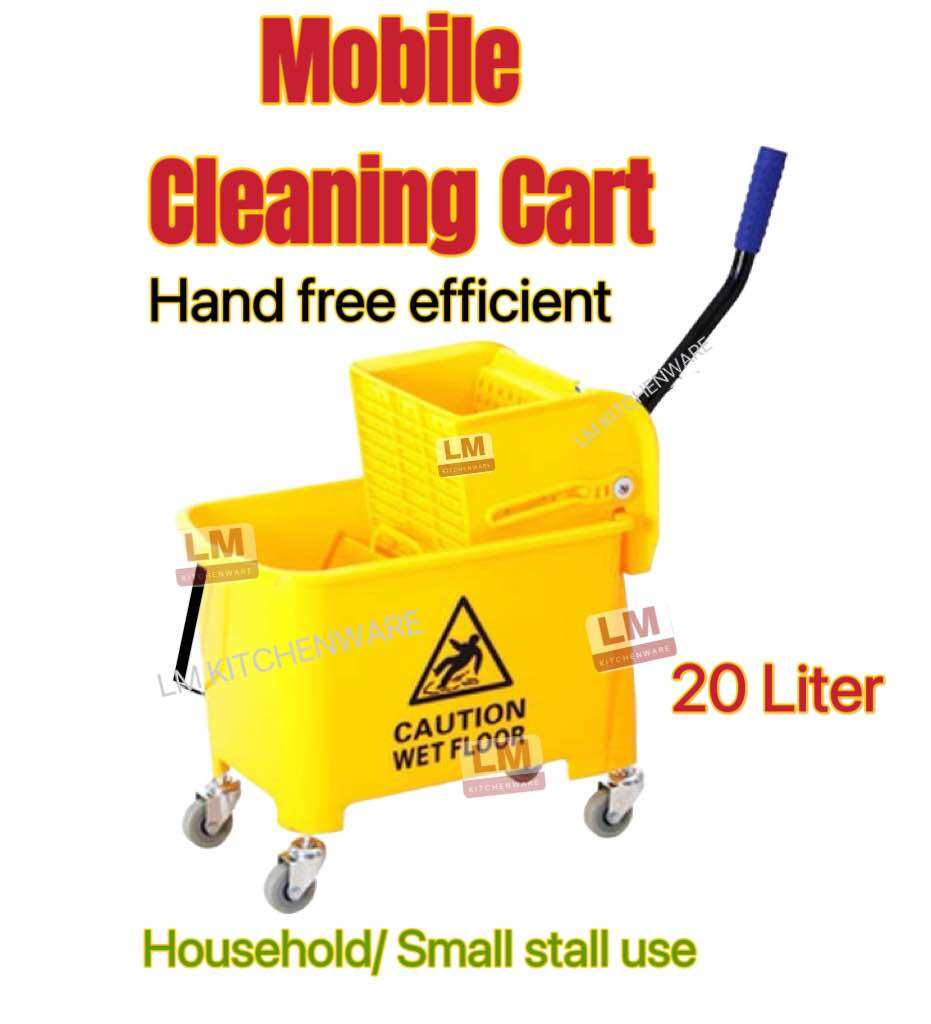 20L MOP CART YELLOW MOPPING PAIL WITH WRINGER TROLLEY / BALDI MOP ...