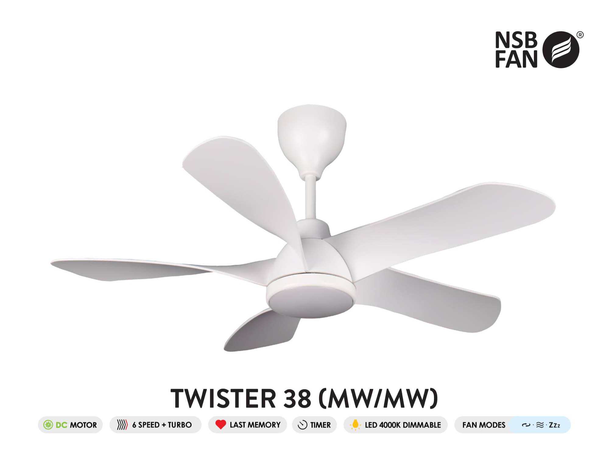 NSB Fan Twister 38" DC Motor Ceiling Fan Baby Fan with Remote control ...