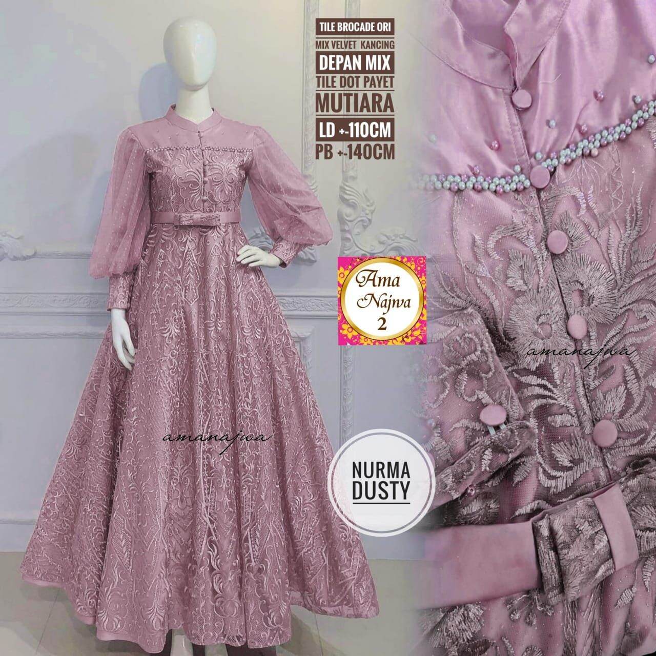 🔥 READY STOCK 🇲🇾🔥 Nurma maxi gown party long dress sulam manik mutiara ...