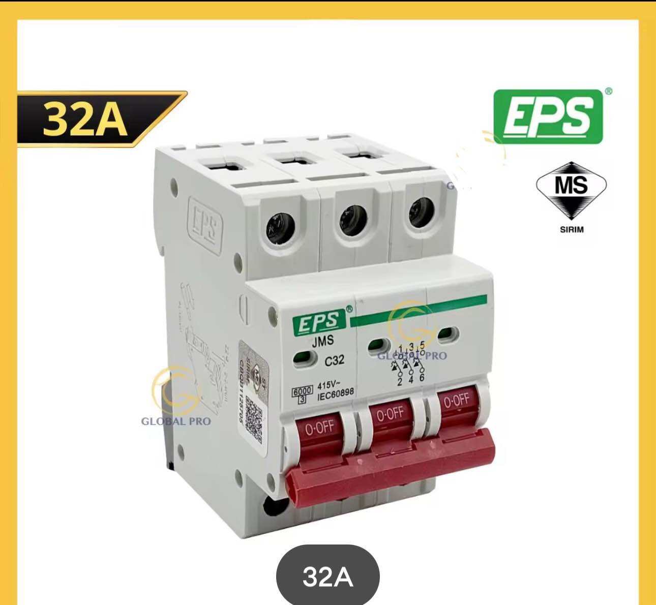 EPS 3 POLE MCB Three Pole Miniature Circuit Breaker MCB DIN Rail Mount Circuit Breaker Kotak ...