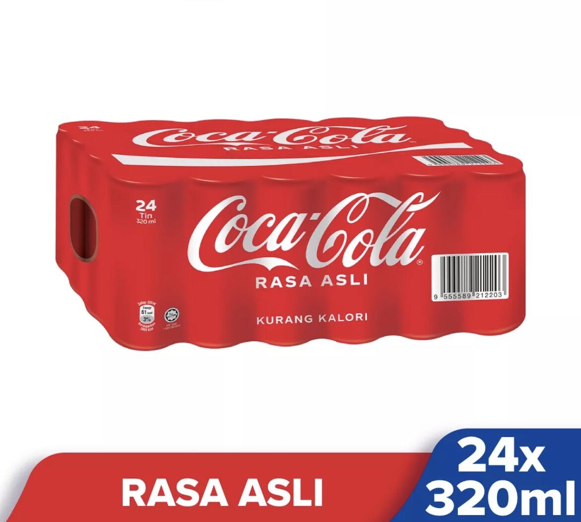 [CARTON] Coca-Cola Rasa Asli Kurang Kalori 320ml 24s | Lazada
