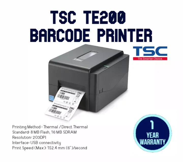 TSC Desktop 4" label printer TE200 (203 dpi) | Lazada