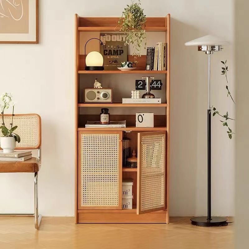 Nordic Bookcase Bookshelf Simple Home Wall Shelf Rattan Display Cabinet ...