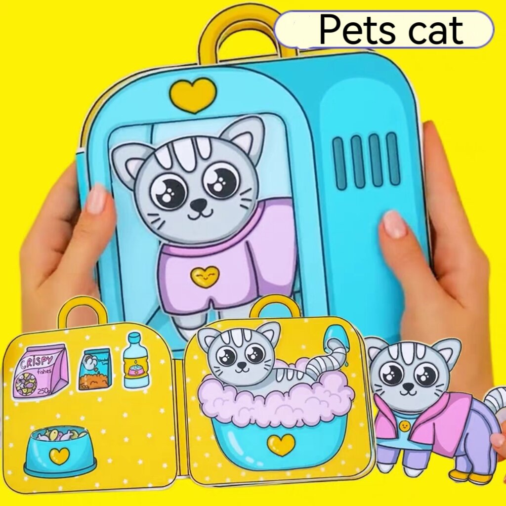 Paper Doll Pets Cat Doll House/Mainan kertas patung/mainan kanak_kanak ...