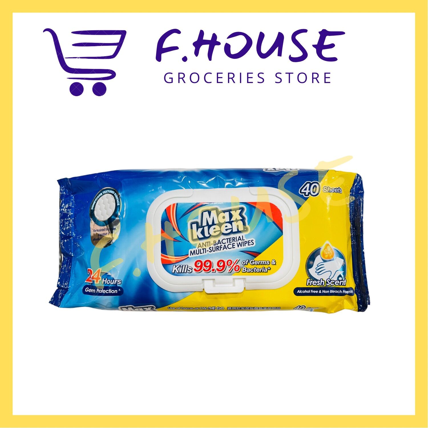 Maxkleen Anti-Bacterial Multi-Surface Wipes (40’s) | Lazada