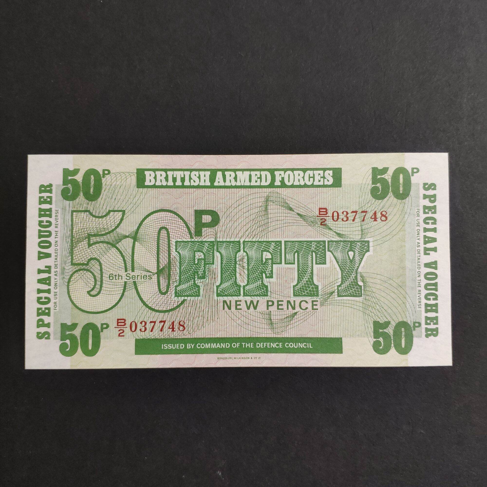 [ BANKNOTE ] BRITISH ARMED FORCES SPECIAL VOUCHER 6th SERIES 50 PENCE ...