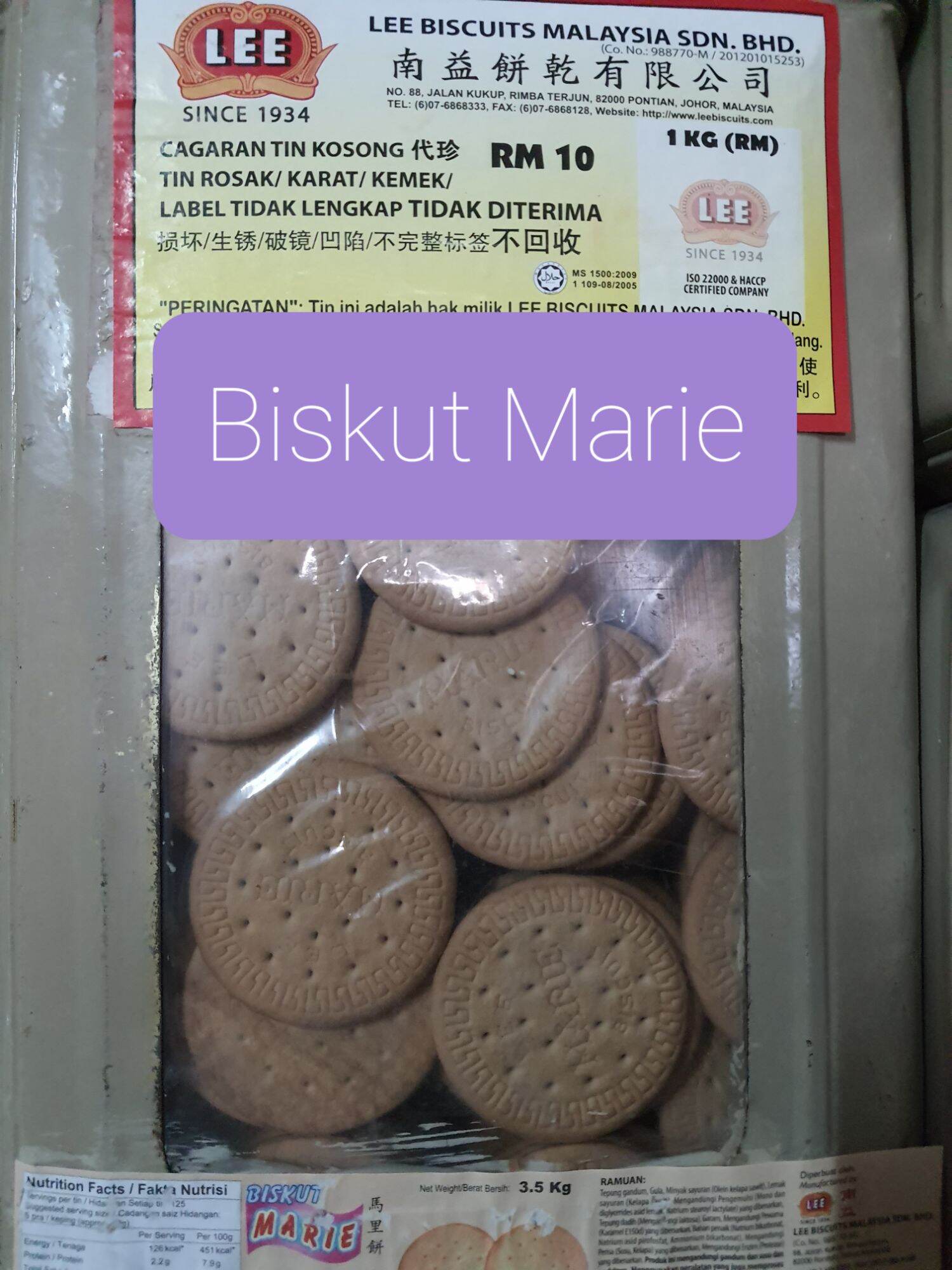 Biskut Timbang - Lee Biscuits Biskut Marie 500g/bag | Lazada