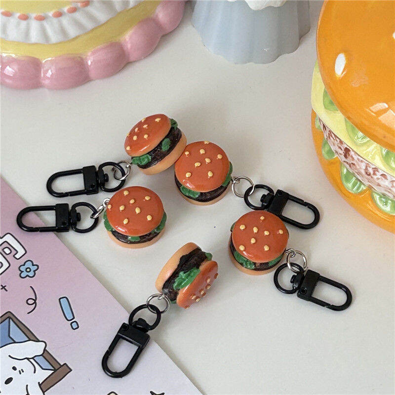 Cartoon Burger Keychain Resin Bag Charm Couple Best Friend Student Gift ...