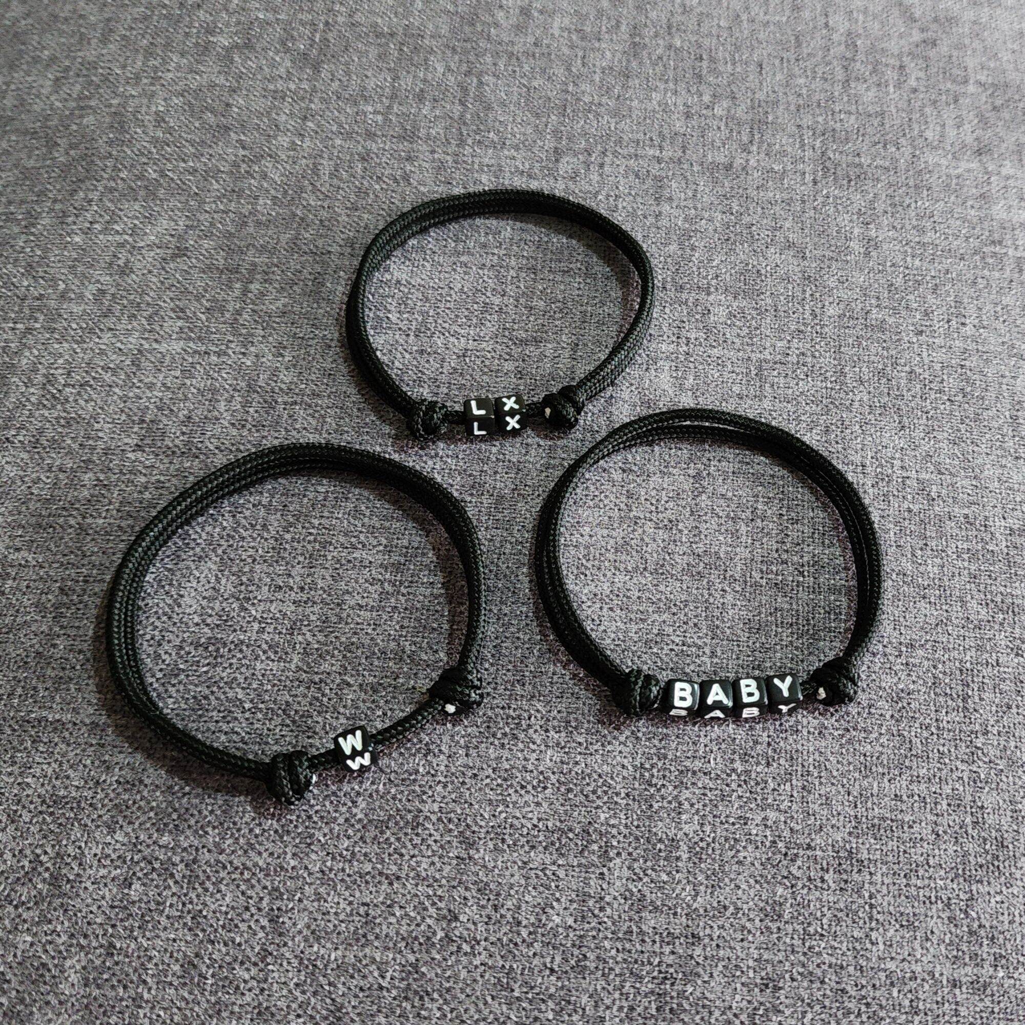 [LX] Personalised Name Bracelet With Black Alphabet English Letter ...