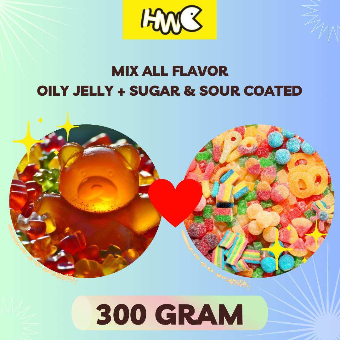 300g Bottle Gula Masam Manis HWC Mix Gummy Sour Candy Halal delicious ...