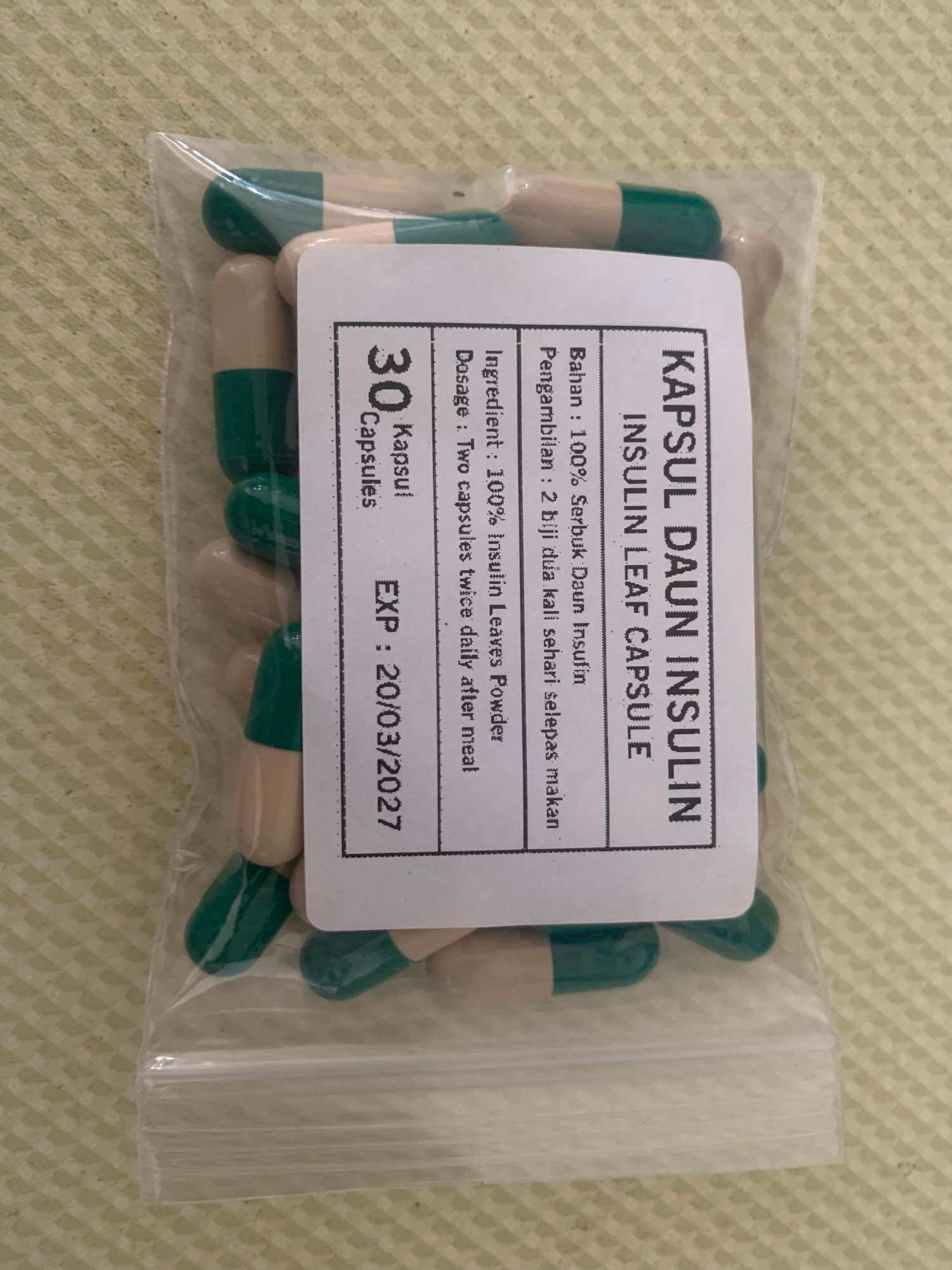 Kapsul Daun Insulin (50 Kapsul) / Insulin Leaf Capsule (50 Capsules ...