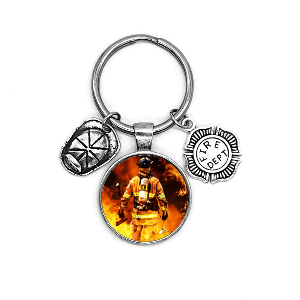 1 Pc Brave Firefighter Keychains For Men Souvenir Keyrings for Fireman ...