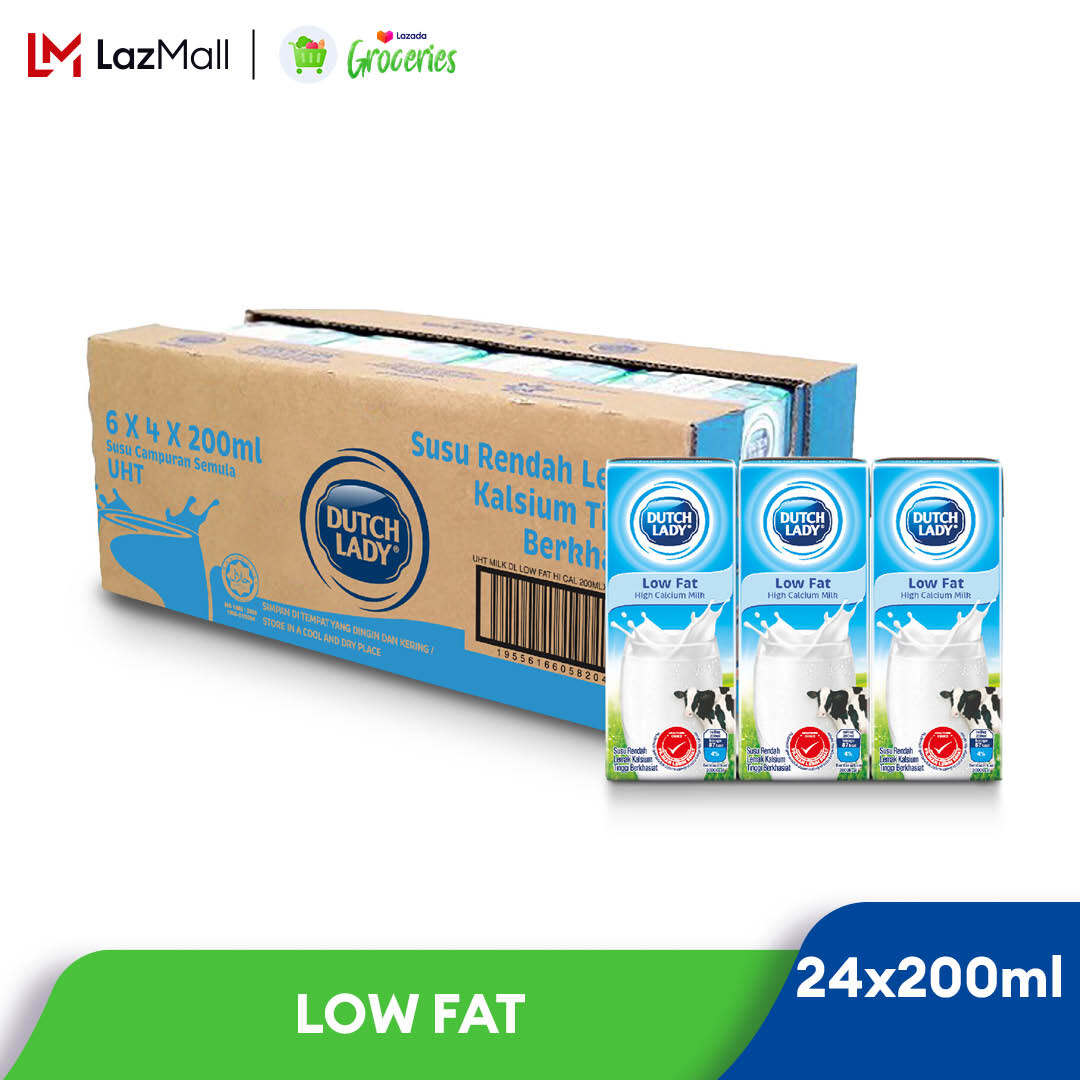 [CARTON] Dutch Lady Purefarm UHT Milk - LOW FAT (200ml x 24) | Lazada