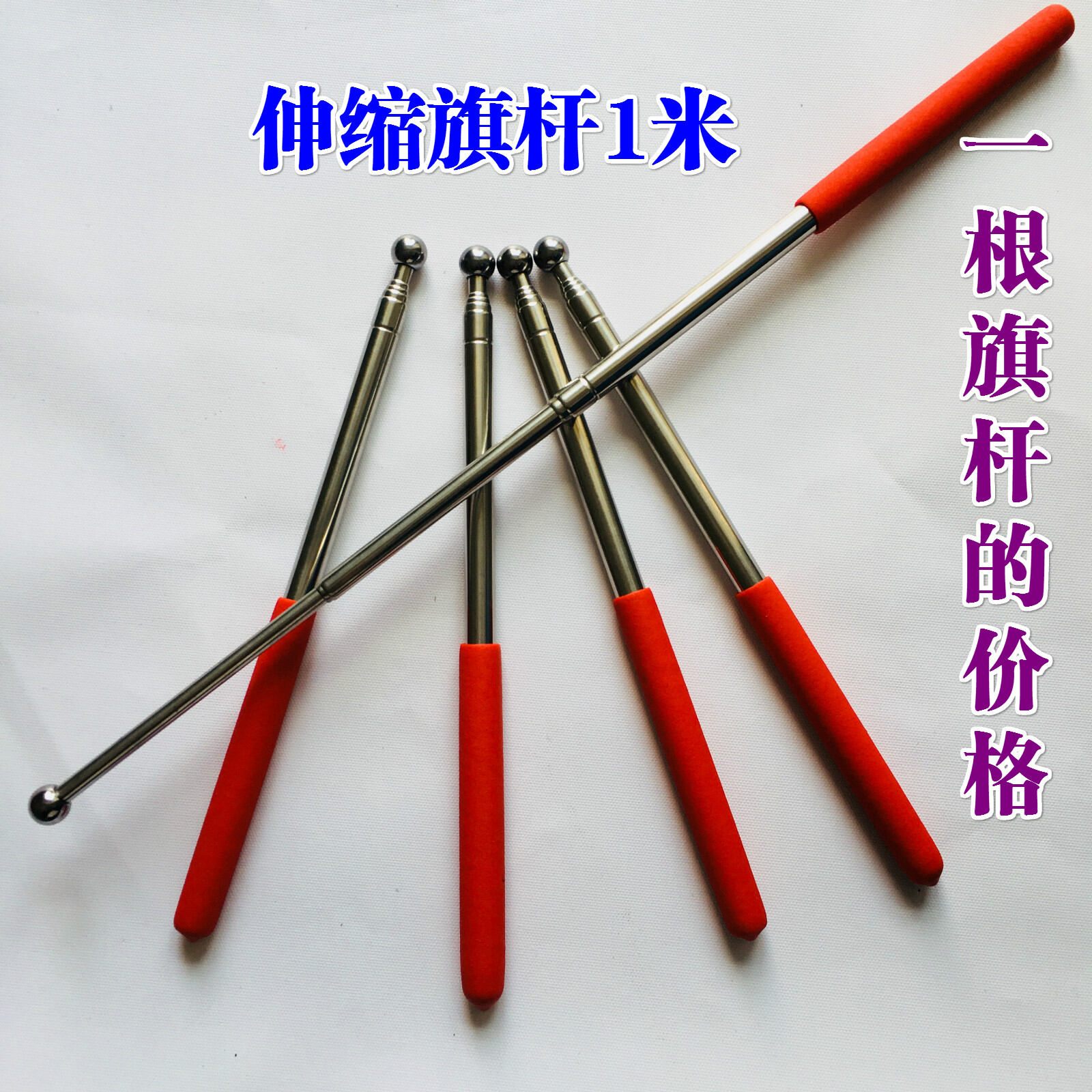 Stainless Steel Extendable Flagpole 1 Meter Tour Guide Staff Teacher's ...